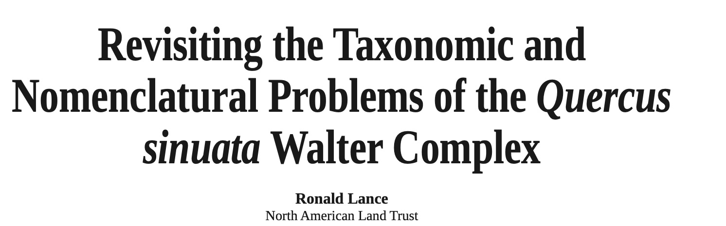 NALT's Ron Lance publishes article on "Durand Oak" - North American ...